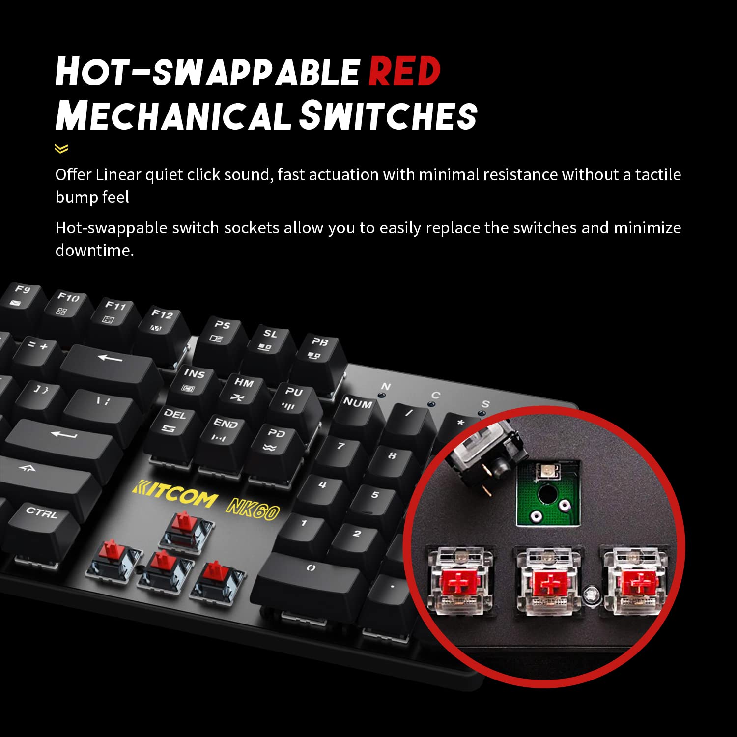 PC Gaming Keyboards RGB Backlit Mechanical Keyboard ABS keycap Programmable Macro Detachable USB Wired Keyboard for Windows PC (104 Keys Red Switch)