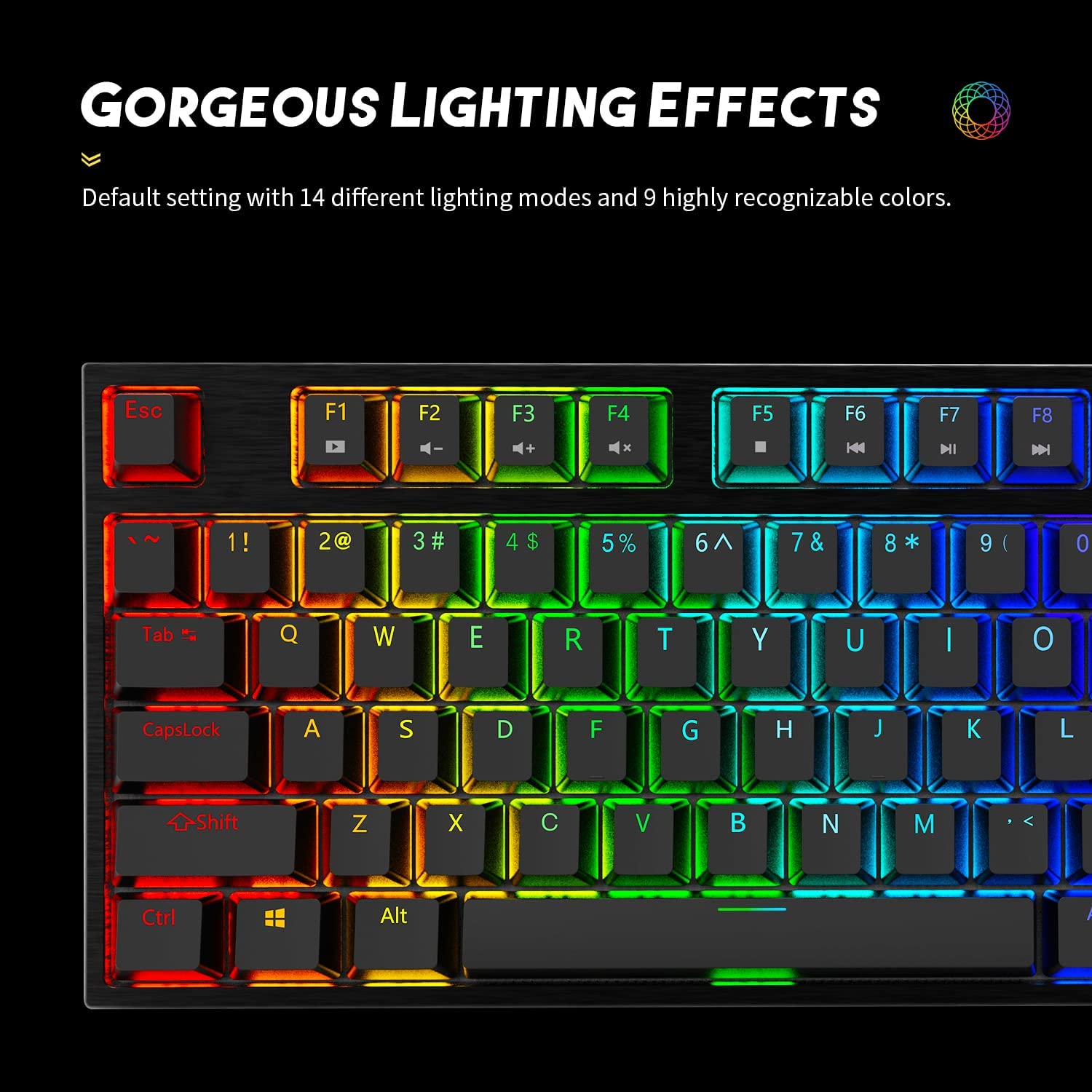 PC Gaming Keyboards RGB Backlit Mechanical Keyboard ABS keycap Programmable Macro Detachable USB Wired Keyboard for Windows PC (104 Keys Red Switch)