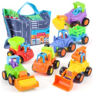 inertia baby toy for 1 year old boy cars gifts with storage bag, 6 pcs push and go cars toys, kids toys car for boys, early educational toys for 1 2 3 year old boys girls, birthday gift for toddlers