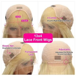 AGIWAT Blonde Lace Front Wigs Human Hair 13x4 Body Wave 613 HD Transparent Lace Front Wig Human Hair Pre Plucked with Baby Hair 150% Density Brazilian Virgin Lace Frontal Wigs 20 inch