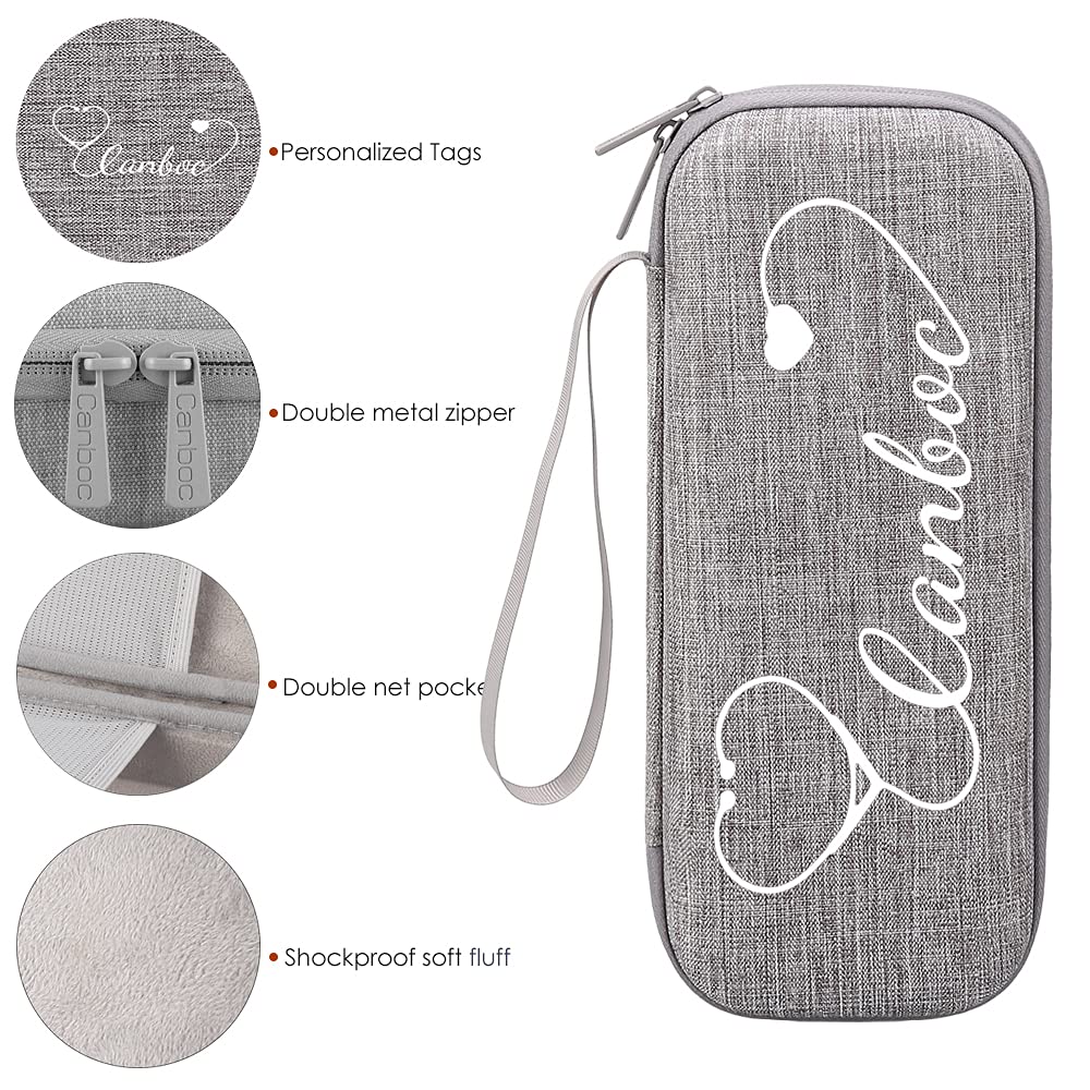 Canboc Stethoscope Carry Case,Hard Stethoscope Case for 3M Littmann Classic III, Lightweight II S.E, Cardiology IV Diagnostic, MDF Acoustica Deluxe Stethoscopes with Pocket for Nurse Accessories, Grey