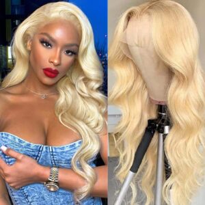 agiwat blonde lace front wigs human hair 13x4 body wave 613 hd transparent lace front wig human hair pre plucked with baby hair 150% density brazilian virgin lace frontal wigs 20 inch