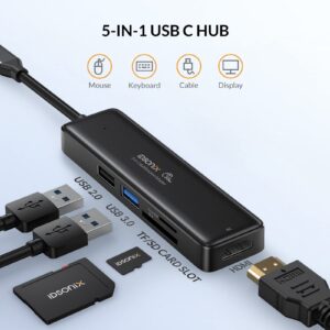 USB-C HUB 4K 60Hz, iDsonix USB-C Multiport Adapter with 4K HDMI, USB 3.0 5Gbps Data Transfer Port for MacBook Pro/Air M1 2020, iPad Pro 2021, iPad Mini 6, Surface Pro and More