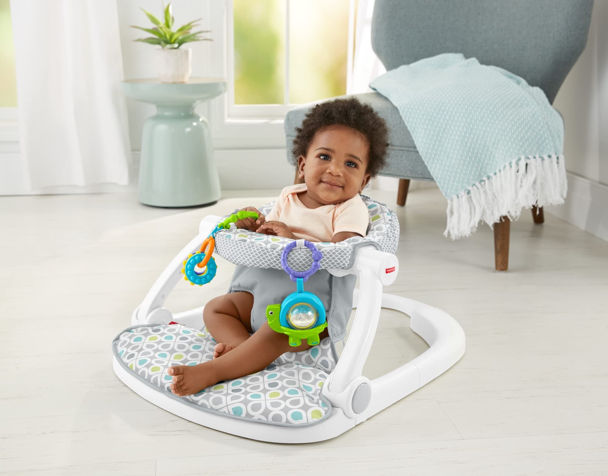 Fisher-Price Playtime Bundle, Sit-Me-Up Floor Seat and Work from Home Gift Set, 3 Activity Toys for Baby