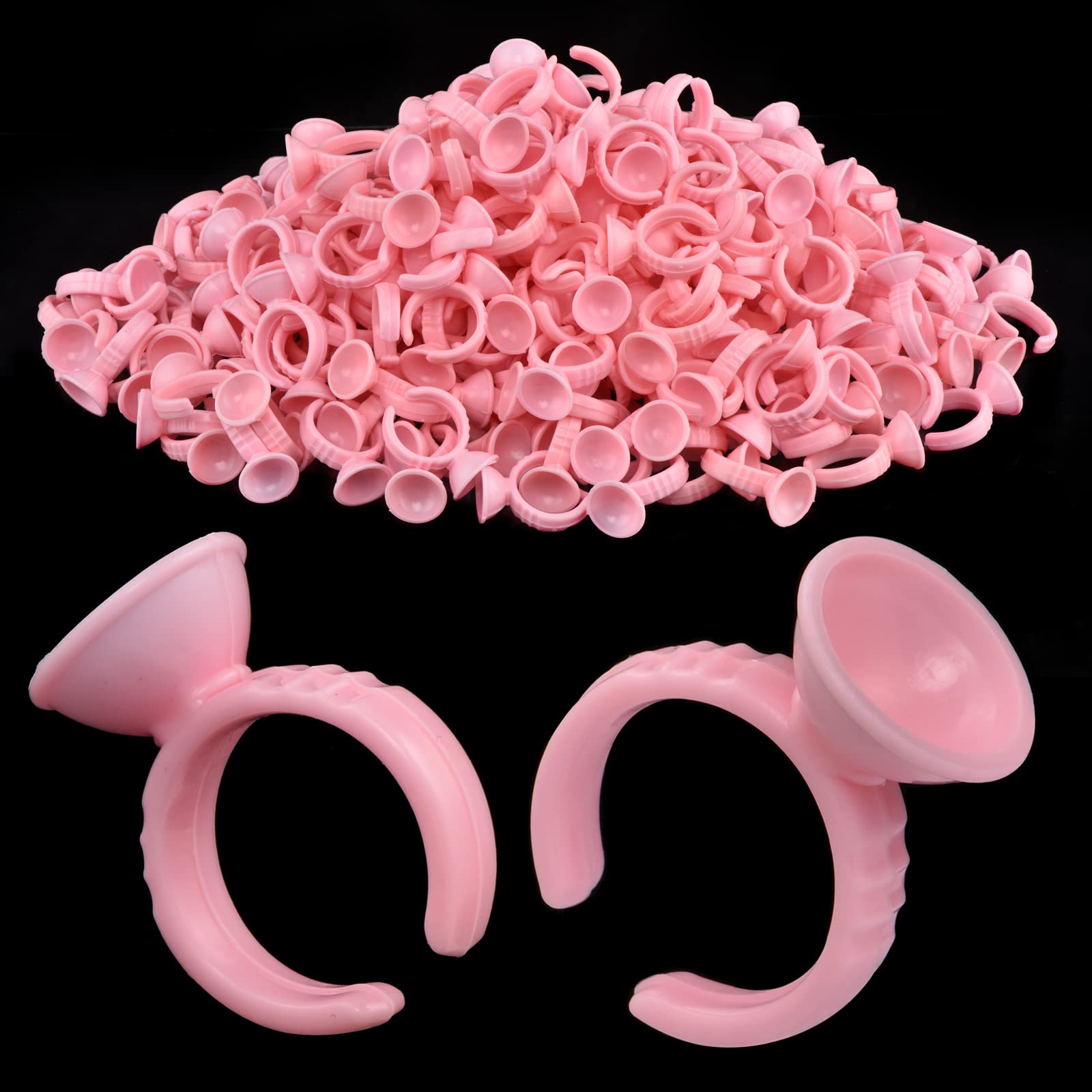 Lash Glue Cup, 300PCS Eyelash Glue Holder, Lash Glue Rings for Eyelash Extension Supplies, Pink Lashes Ring Cup, Makeup Rings for Nail Art, Lash Extension Supplies, Lash Artist Tools