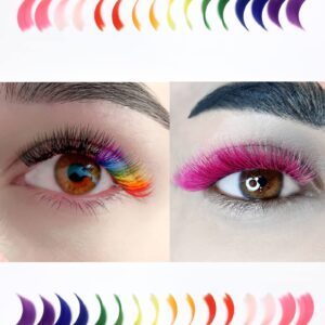 MERETON 16 Rows Colored Lash Extensions White Pink Red Golden Yellow Green Blue Purple Mix Color 0.07mm D Curl Color Lashes Extension Individual Single Classic Eyelash Extensions(0.07 D 14mm)