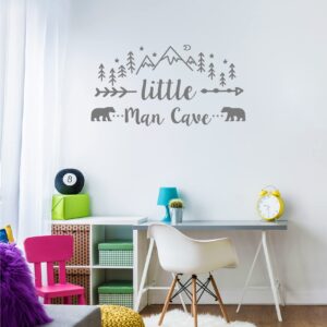 Little Man Cave Wall Decal, The Tribal Mountain Woodland Nursery Decor Bear Decal, Arrow Man Cave Stickers for Kids Room Nursery Room Bedroom Wall Art Murals Removable Boys Wall Poster