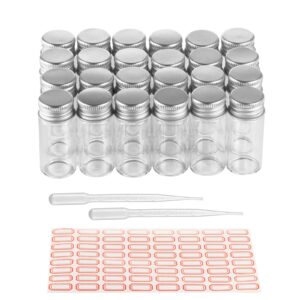 cctvmtst 100pcs 10ml glass vials with screw caps and plastic stoppers, small clear liquid sample vial, included pipette and labels