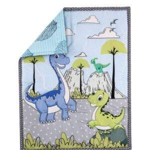 3 PCs T-Rex Dinosaur Nursery Crib Bedding Set 1 Quilt 1 Fitted Sheet 1 Skirt Baby Boy Dino Theme Cot Bedding Set