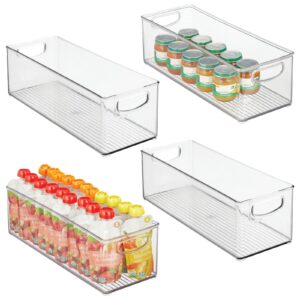 mdesign plastic baby room organizer bin - modern, stackable storage container box with handles for organizing toys - small clothes and accessories holder - ligne collection - 4 pack - clear