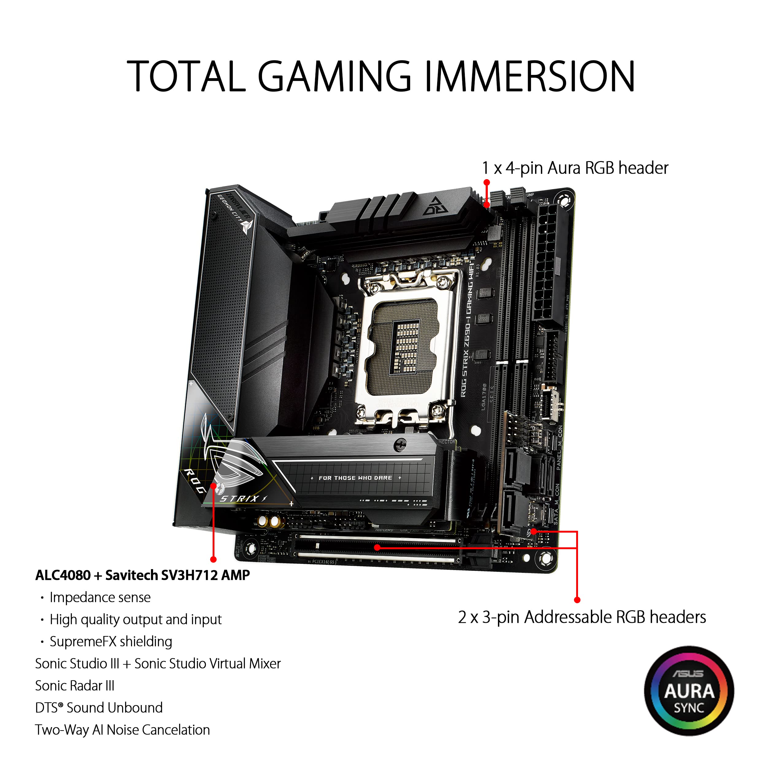 ASUS ROG Strix Z690-I Gaming mini-ITX Motherboard - WiFi 6E, PCIe 5.0, DDR5, Thunderbolt 4, M.2