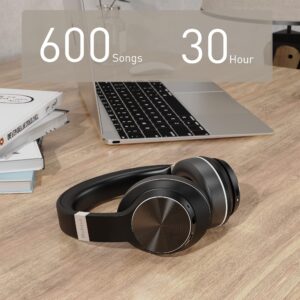 Bluetooth Headphones Over Ear Wireless, Active Noise Cancelling Headphone, 30H Playtime Hi-Fi Stereo Bass 5 EQ Modes Foldable Headsets with Built-in Mic, Volume Control, Protective Case for Travel