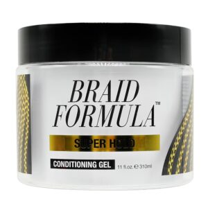 ebin new york braid formula conditioning gel, super hold, 11 oz | great for braiding, twisting, edges, no residue, no flaking, strong hold, high shine, smoothing with clean, no build-up