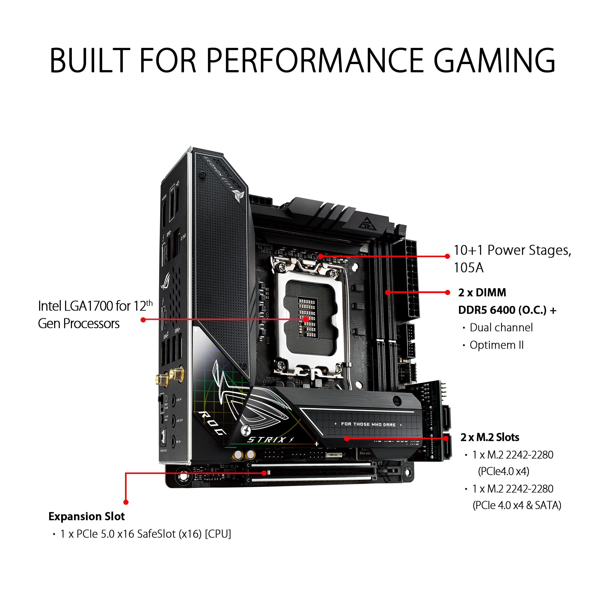 ASUS ROG Strix Z690-I Gaming mini-ITX Motherboard - WiFi 6E, PCIe 5.0, DDR5, Thunderbolt 4, M.2