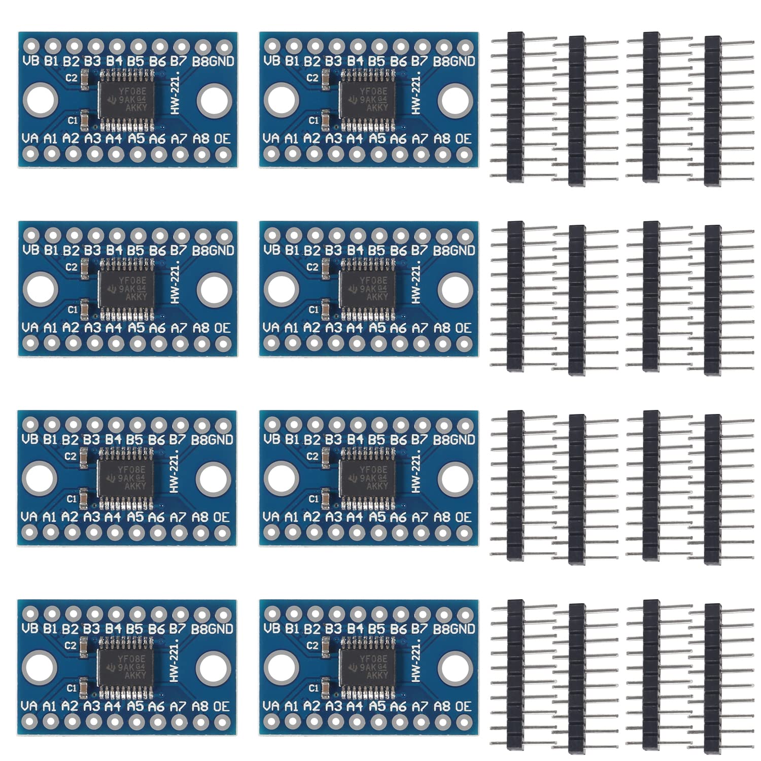 AEDIKO 8pcs TXS0108E Logic Level Module 8 Channel Bi-Directional High-Speed Full Duplex Shifter 3.3V 5V Module