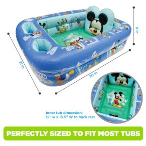 Disney Mickey Mouse Air-Filled Cushion Bath Tub - Free-Standing, Blow up, Portable, Inflatable, Safe Bathing, Baby Bathtub, Toddler Bathtub