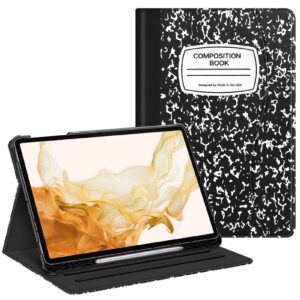 fintie case for samsung galaxy tab s8 plus 2022/s7 fe 2021/s7 plus 2020 12.4 inch with s pen holder, multi-angle viewing cover with pocket auto wake/sleep, composition book