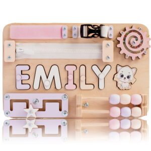 name puzzle busy board custom personalized baby gift wooden montessori toys learning sensory board toddler toys fidget zipper buckle plane car travel boy girl latches autistic education engaging child