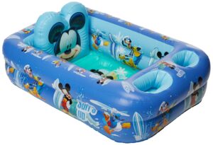 disney mickey mouse air-filled cushion bath tub - free-standing, blow up, portable, inflatable, safe bathing, baby bathtub, toddler bathtub