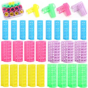 30 pieces snap on plastic hair rollers curlers hairdressing rollers for short long hair self holding rollers no heat curlers for diy hairdressing hair(5 sizes)