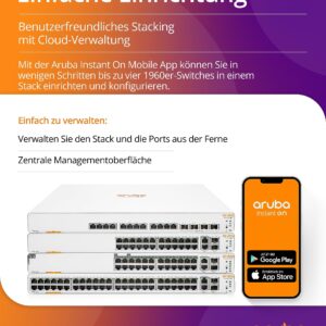 Aruba Instant On 1960 24-Port Gb Smart-Managed Layer 2+ Ethernet Switch with PoE | 24x 1G, 2X 10GBase-T + 2X SFP+ Uplink Ports | 20x CL4 + 8X CL6 PoE (370W) | Stackable | US Cord (JL807A#ABA)