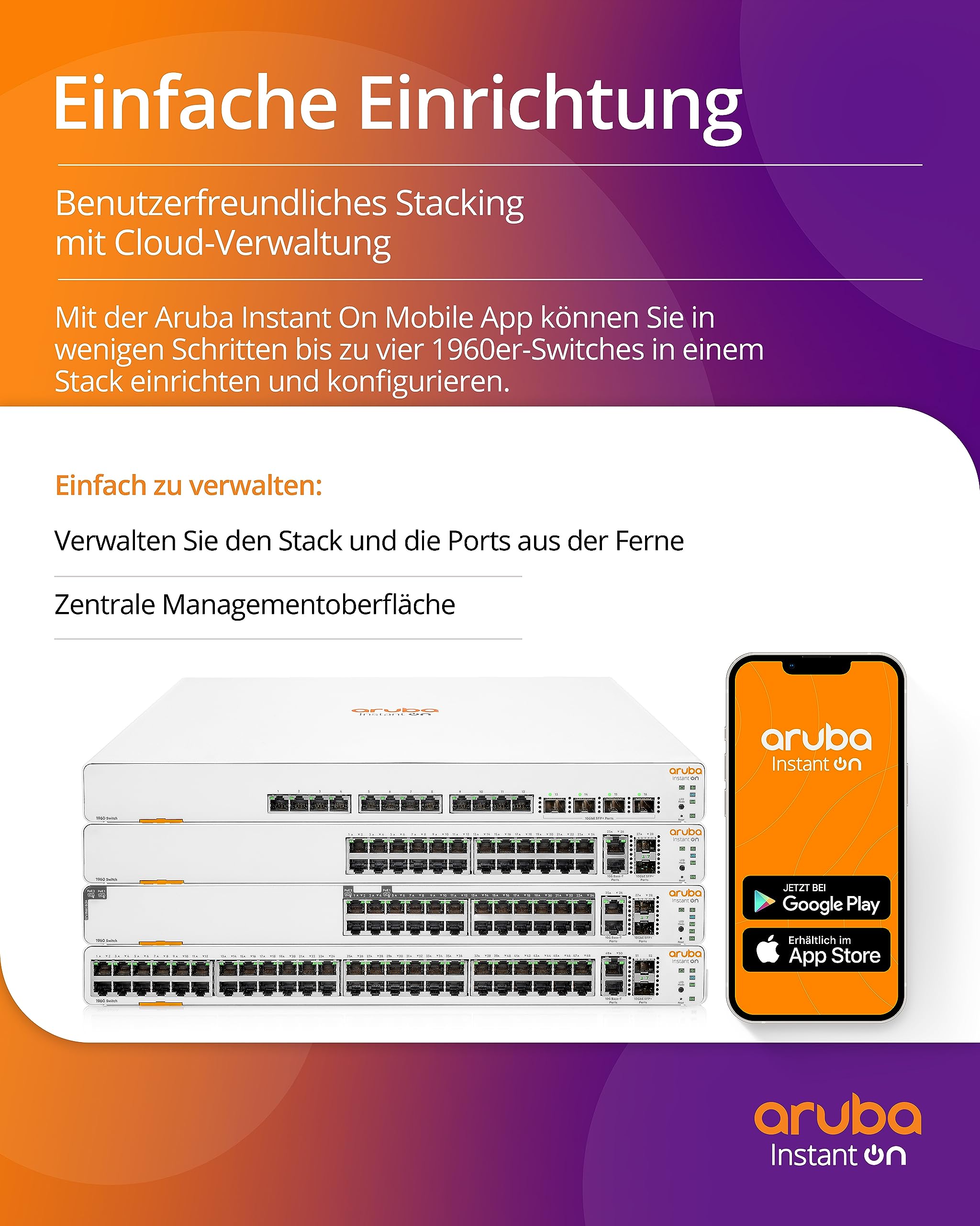 Aruba Instant On 1960 24-Port Gb Smart-Managed Layer 2+ Ethernet Switch with PoE | 24x 1G, 2X 10GBase-T + 2X SFP+ Uplink Ports | 20x CL4 + 8X CL6 PoE (370W) | Stackable | US Cord (JL807A#ABA)