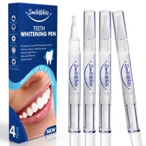 smilewhite teeth whitening pen (4 pens), teeth whitening gel pen, teeth whitening kit, effective, painless, non sensitive, travel friendly, natural white smile, natural mint flavor