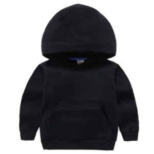 noubeau toddler baby boys girls unisex casual hoodies kids solid pullover hooded classic plain pocket sweatshirt (black, 2 years)