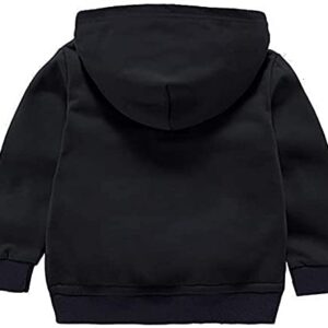 Noubeau Toddler Baby Boys Girls Unisex Casual Hoodies Kids Solid Pullover Hooded Classic Plain Pocket Sweatshirt (Black, 2 Years)