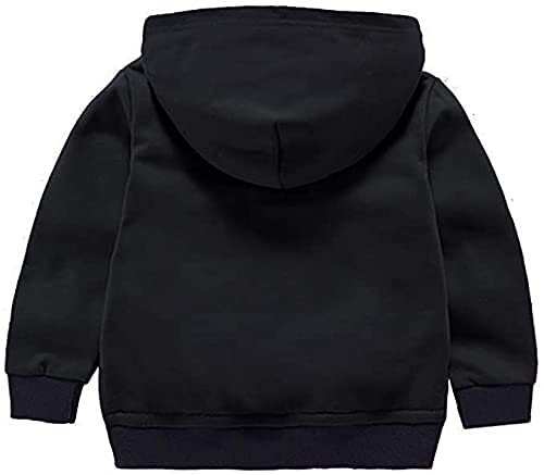 Noubeau Toddler Baby Boys Girls Unisex Casual Hoodies Kids Solid Pullover Hooded Classic Plain Pocket Sweatshirt (Black, 2 Years)