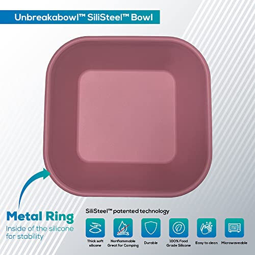 BraveJusticeKidsCo. | SiliSteel™ UnBreakabowl™ Microwave Safe Silicone Bowl | Unbreakable Dinnerware | Family All Ages (Dusty Rose)