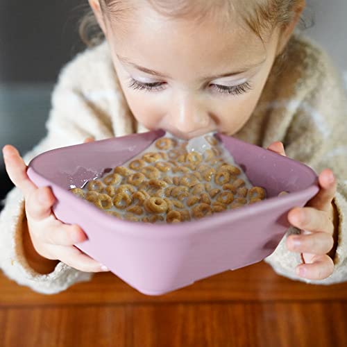 BraveJusticeKidsCo. | SiliSteel™ UnBreakabowl™ Microwave Safe Silicone Bowl | Unbreakable Dinnerware | Family All Ages (Dusty Rose)