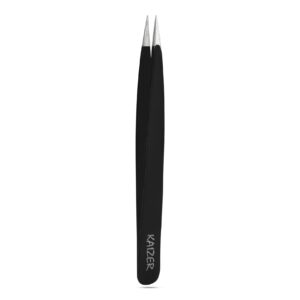 Professional Stainless Steel Tweezer Set for Eyebrows - Precision Tweezers for Ingrown Hair, Blackhead & Splinter | 4 Pcs, Black, 3.5 x 4.5 x 0.50 (KZR-01)