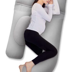 SEEDNUR Pregnancy Pillows U Shaped Full Body Maternity Pillow with Removable Cover 70 Inch Maternity Pillows for Sleeping(Gray)