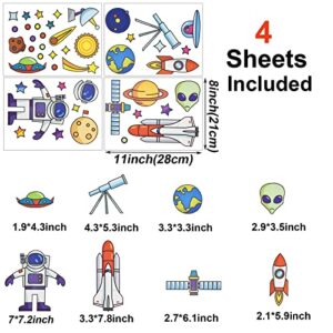 Maydahui 4 Sheet Spaceship Alien Rocket Robot Wall Decals DIY Cartoon Universe Wall Stickers for Children's Room Kids Room Nursery Decoration