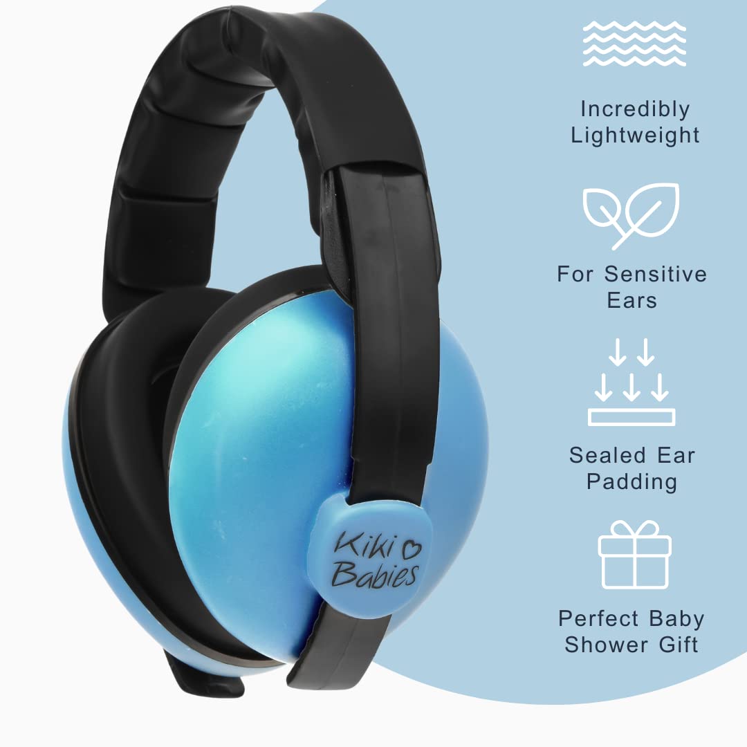 Kiki Babies Infant Headphones Noise Cancelling - Baby Headphones for Noise, for Plane, Ear Muffs Protection, Noise Canceling Headphones for Babies, For 3-36 Months, Bonus Wipes Case & Carry Bag