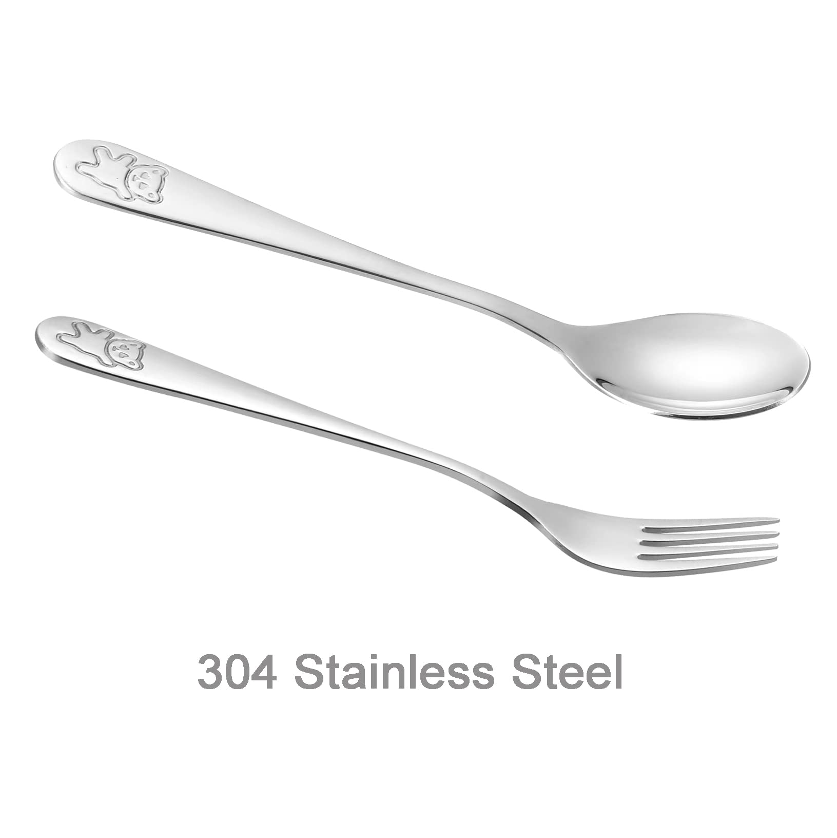 PandaEar 6 Piece Kids Silverware Cutlery Flatware Set |Toddler Baby Child Stainless Metal Utensils Baby Metal 3 Spoons 3 Forks (304 Stainless Steel)