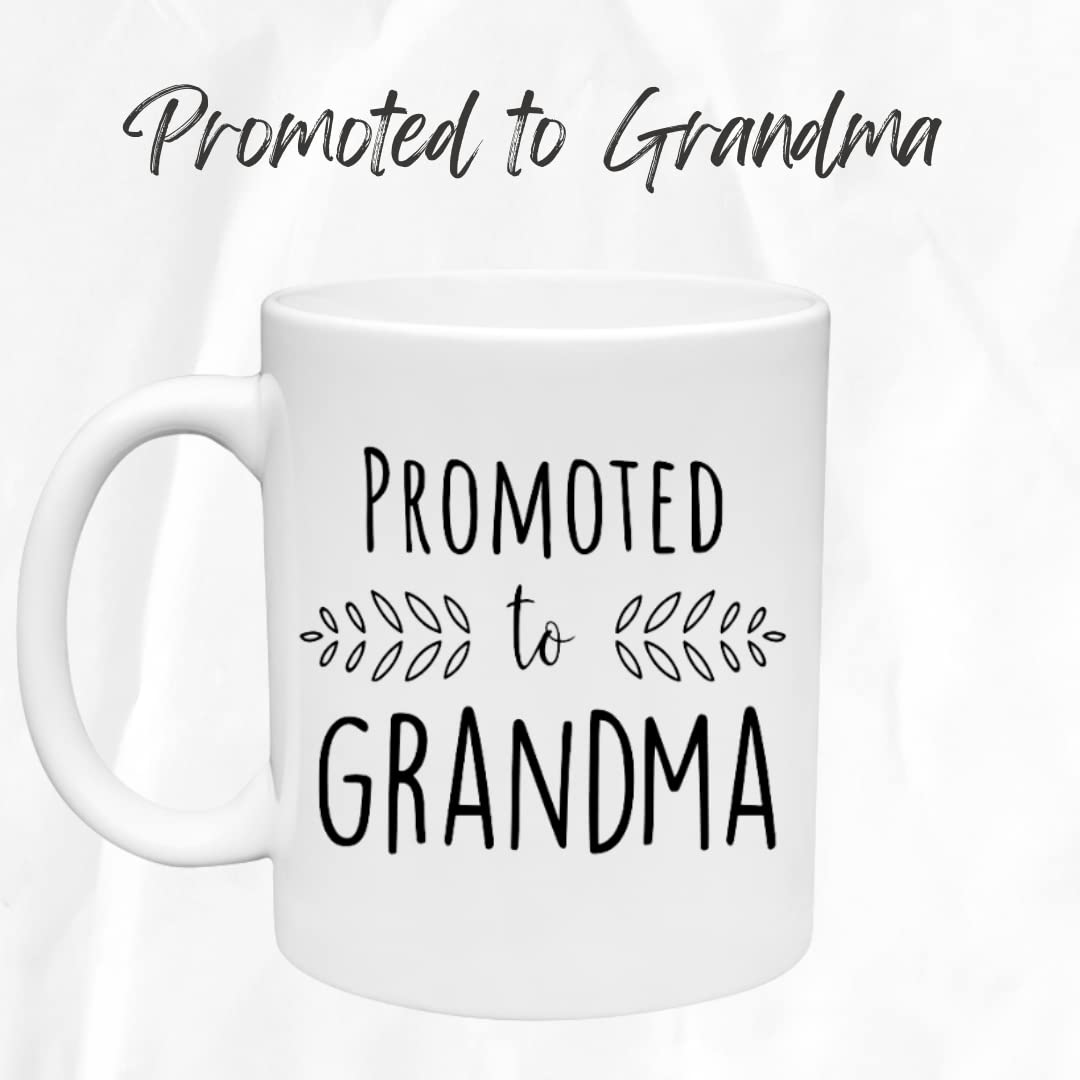 Pregnancy Announcement For Grandparents Coffee Mugs - Grandma To Be & Grandpa to Be 11 oz Mugs - Great Pregnancy Reveal Idea For Baby Announcement - Mug Set - Promoted to Grandma & Grandpa