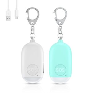 criacr safe sound personal alarm, 130db rechargeable safesound security alarm keychain, emergency self defense alarm with led light, for kids, women, elderly (1 pack-blue)