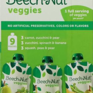 Beech-Nut Veggies Stage 2 Baby Food Variety Pack, 3.5 oz Pouch (9 Pack)