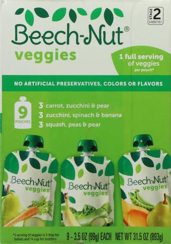 Beech-Nut Veggies Stage 2 Baby Food Variety Pack, 3.5 oz Pouch (9 Pack)