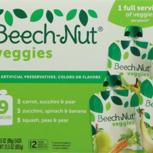 Beech-Nut Veggies Stage 2 Baby Food Variety Pack, 3.5 oz Pouch (9 Pack)