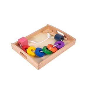 adena montessori lacing with tray educational stringing bead set for fine motor skills development baby hands-on ability toys for 1-2 years old toddlers