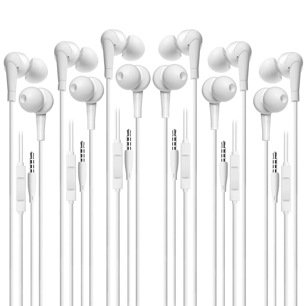 VddSmm Wired Earbuds 6 Pack Earbuds Earphones with Microphone Earbuds Wired Stereo in-Ear Headphones Compatible with iPhone and Android Smartphones iPad MP3 Fits All 3.5mm Interface Devices