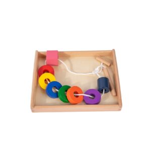 Adena Montessori Lacing with Tray Educational Stringing Bead Set for Fine Motor Skills Development Baby Hands-on Ability Toys for 1-2 Years Old Toddlers