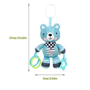 AIPINQI Baby Hanging Toy Cartoon Animal Stuffed Rattle Bell Carseat Toys Crib Car Seat Travel Stroller Soft Plush Toys with Wind Chimes,Green