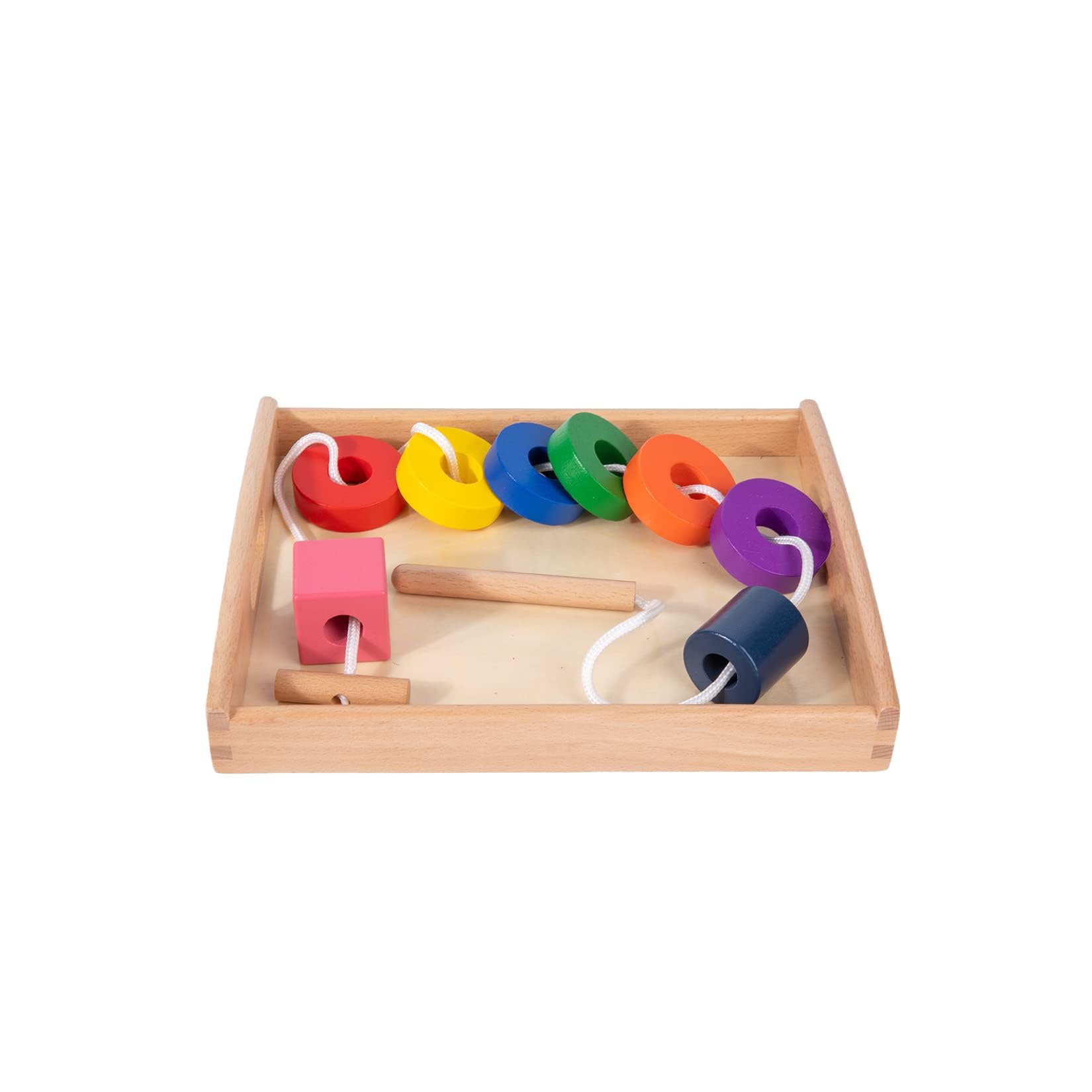 Adena Montessori Lacing with Tray Educational Stringing Bead Set for Fine Motor Skills Development Baby Hands-on Ability Toys for 1-2 Years Old Toddlers