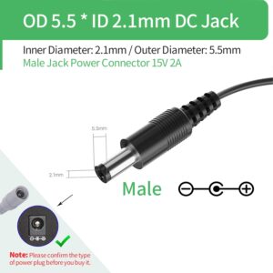 2-Pack AC to DC 18V 1A Power Supply Adapter, Plug 5.5mm x 2.1mm, Center Positive, UL Listed FCC (XH1800-1000w)