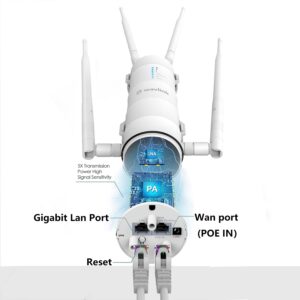 Zeateck AC1200 Outdoor Wireless Access Point WiFi Range Extender WiFi Booster Seamless Roaming MU-MIMO | PoE Powered, High Power and Gigabit Ethernet AP