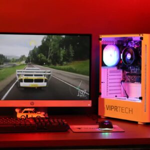 ViprTech Snowstorm Gaming PC Desktop Computer - AMD Ryzen 3 2200G, AMD Radeon Vega 8 Graphics, 8GB DDR4 RAM, 128GB M.2 SSD, 500GB HDD, WiFi, RGB Lighting, Windows 10 Pro, 1 Year Warranty